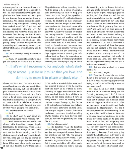 Harp Column Magazine Feature – 10 Years Later – Lisa Lynne Music