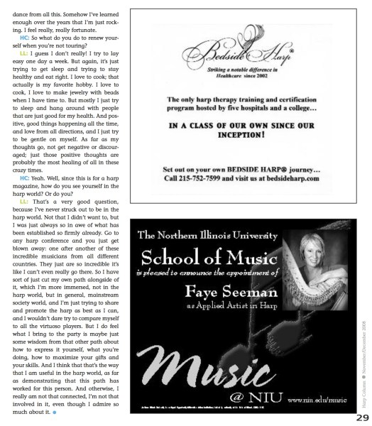 Harp Column Magazine Feature – 10 Years Later – Lisa Lynne Music