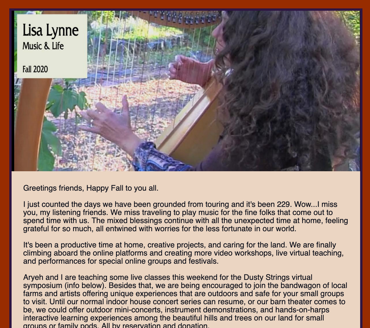 Fall Newsletter 2020 – Lisa Lynne Music