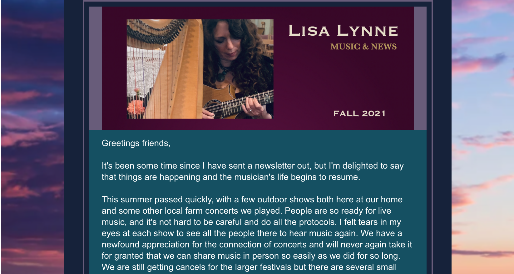 Fall Newsletter 2021 – Lisa Lynne Music